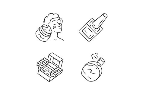 Makeup Products Linear Icons Set MasterBundles