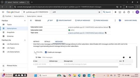 Create Topic Subscription And Handle Messages Using Cloud Console Interface Gcp Basics Of