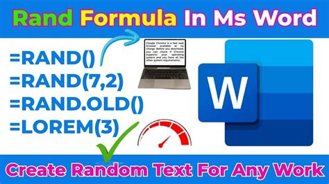 How To Use Rand Randold Lorem Formulas In Ms Word Random Text Ms Word In Hindi