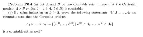 Solved Problem P A Let A And B Be Two Countable Sets Chegg