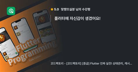 맞짱뜨실분님의 생생한 수강평 코드팩토리 중급 Flutter 진짜 실전 인프런 수강평