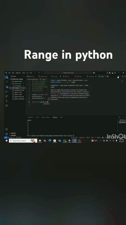 Range In Python Range Pythontutorial Python Pythonprogramming