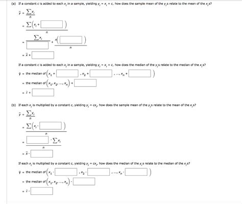 Solved A If A Constant C Is Added To Each X In A Sample Chegg Com