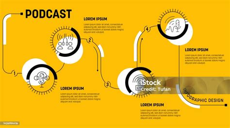 팟캐스트 인포그래픽 템플릿 마이크 배경 벡터 오디오 및 비디오 컨셉 아이콘 디자인 팟캐스팅에 대한 스톡 벡터 아트 및 기타