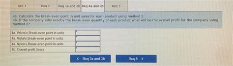 Solved A Calculate The Break Even Point In Unit Sales For Chegg