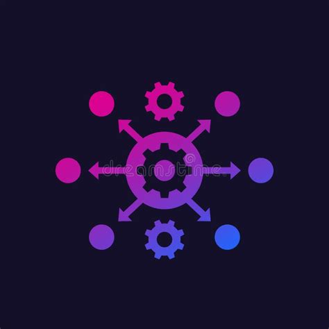 Process Automation Icon With Gears Vector Stock Vector Illustration Of Data Combine