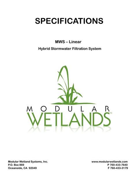 Download Specifications Modular Wetland Systems
