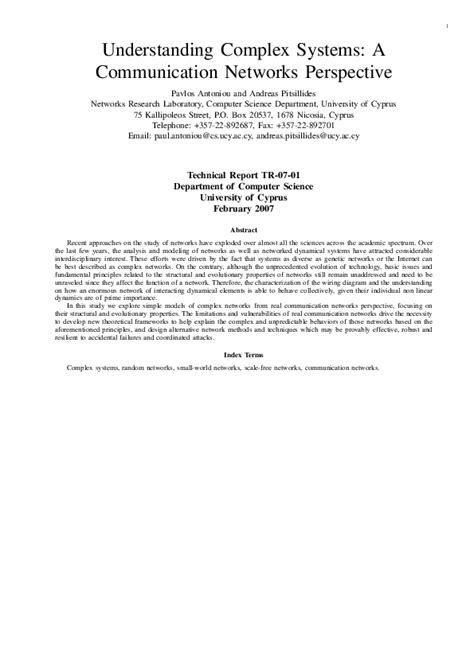 pdf understanding complex systems a communication networks perspective