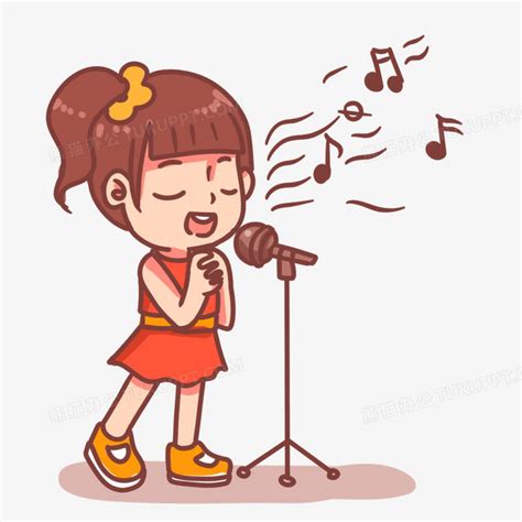 卡通手绘女孩唱歌表演PNG图片素材下载 卡通PNG 熊猫办公