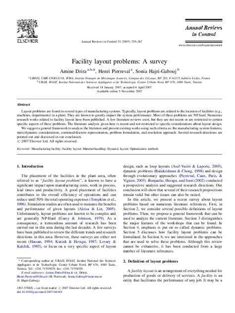 Pdf Facility Layout Problems A Survey