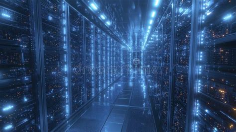 Futuristic Data Center With Glowing Lights Urban Location Technology Showcase High Tech