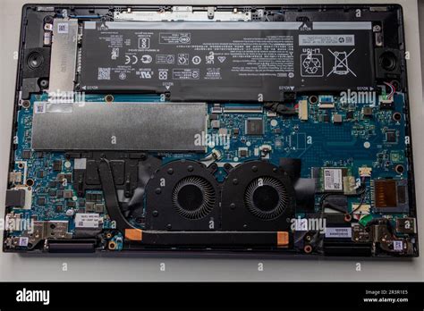Laptop Inside View Inside Components Of Hp Envy Electronic Stock Photo Alamy