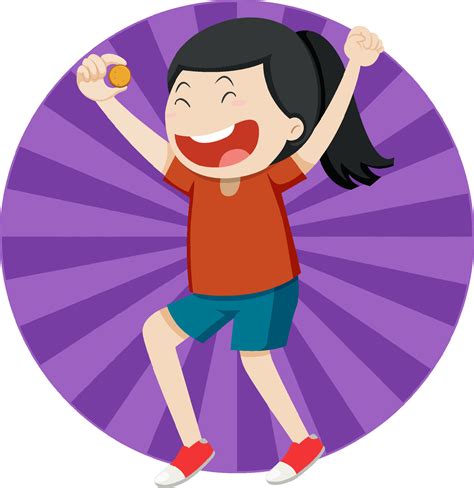 Active Girl Simple Cartoon Character 19851563 Vector Art At Vecteezy