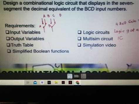 Solved Design A Combinational Logic Circuit That Displays In Chegg