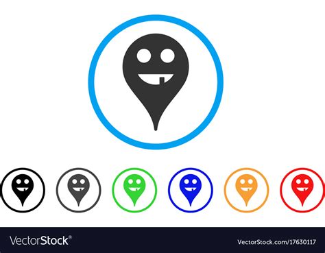 Toothless Smiley Map Marker Rounded Icon Vector Image