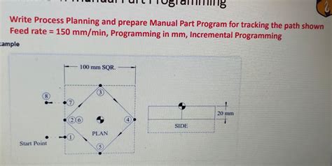 Solved Write Process Planning And Prepare Manual Part