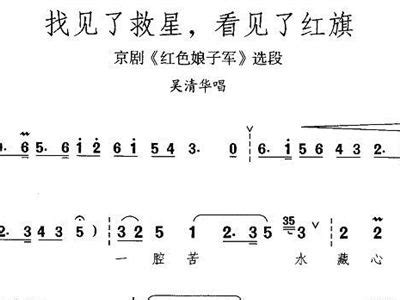 找见了救星 看见了红旗 红色娘子军 吴清华唱段 吴清华 歌谱 简谱