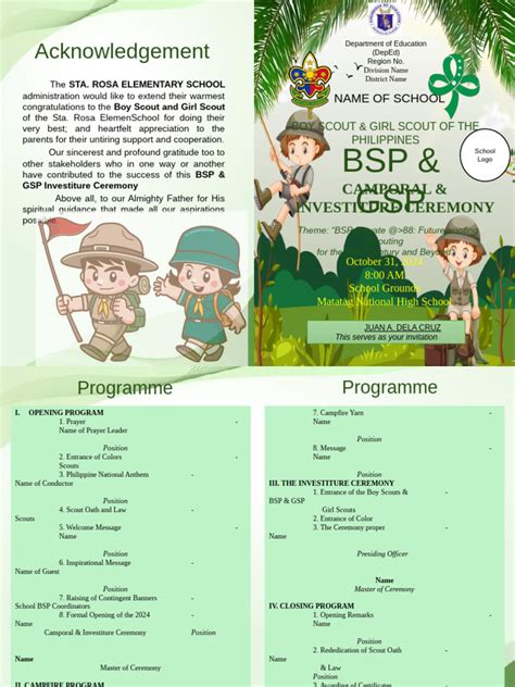 Sample Program For Camporal And Investiture Ceremony Pdf Youth