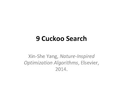 9 Cuckoo Search Xinshe Yang Natureinspired Optimization Algorithms