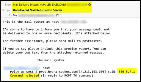 Sophos Email 550 571 Command Rejected Error On Outbound Emails Gateway Mode Recommended