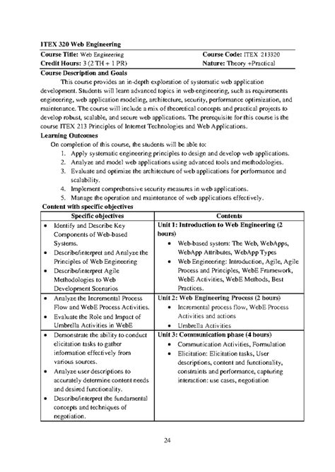 Web Engineering Itex 320 Web Engineering Course Title Web Engineering