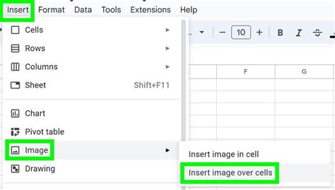 How To Add An Image To A Cell Or Over The Cells In Google Sheets