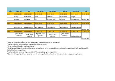 Ders Calisma Programi Pdf