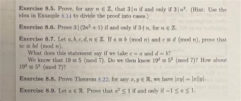 Solved Exercise 85 Prove For Any N∈z That 3∣n If And