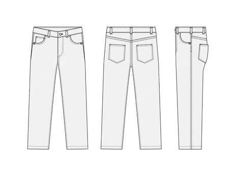 Illustration Of White Straight Jeans Pants With Vector Template Vector