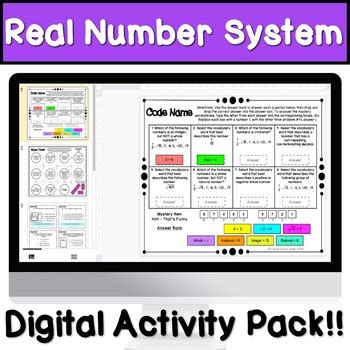 Real Number System Digital Activity 8th Grade Classifying Real Numbers