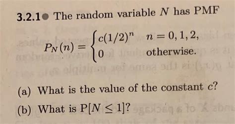 Solved 321 The Random Variable N Has Pmf Sc12 N 01
