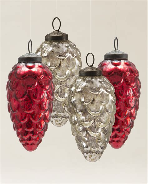 Mercury Glass Ornaments Red Christmas Decor