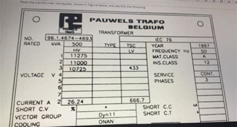 Solved Read The Transformer Nameplate Shown In Figure Below Chegg Com