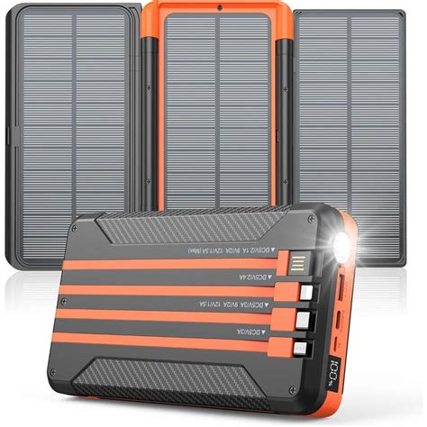 Lukyamzn Solar Charger Power Bank 46800mah With 3 Foldable Monocrystalline Solar Panels Pd20w