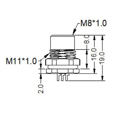 M8 8pins A Code Female Straight Front Panel Mount Connector Unshielded Solder Brass With Nickel