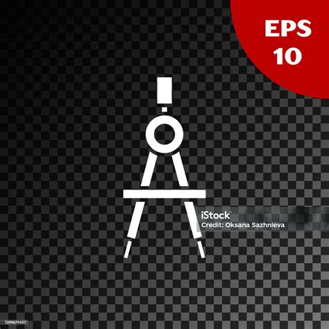 투명 한 어두운 배경에 격리 된 흰색 그리기 나침반 아이콘입니다 나침반 기호입니다 그리기 및 교육 도구 기하학적 악기 벡터 일러스트레이션 건설 산업에 대한 스톡 벡터 아트