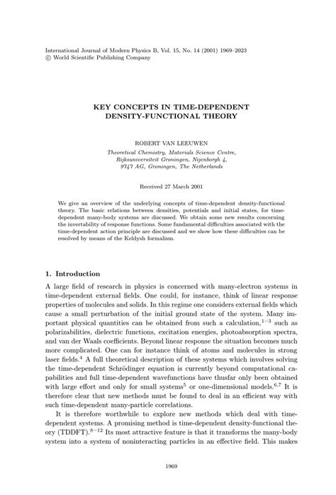 Pdf Key Concepts In Time Dependent Density Functional Theory