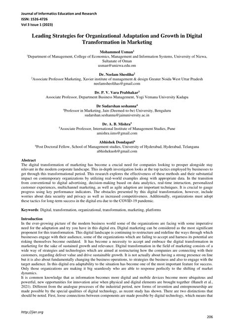 Pdf Leading Strategies For Organizational Adaptation And Growth In Digital Transformation In