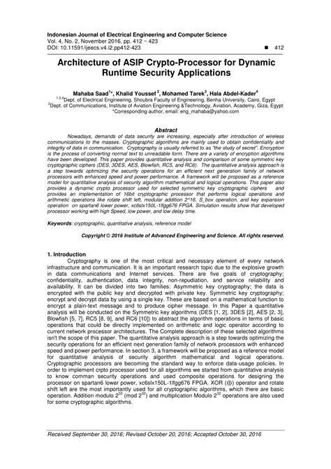 Pdf Architecture Of Asip Crypto Processor For Dynamic Runtime Security Applications