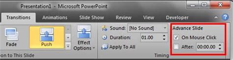 Slide Transition Timings In PowerPoint For Windows