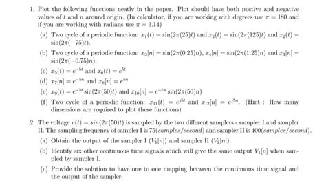 Solved 1 Plot The Following Functions Neatly In The Paper