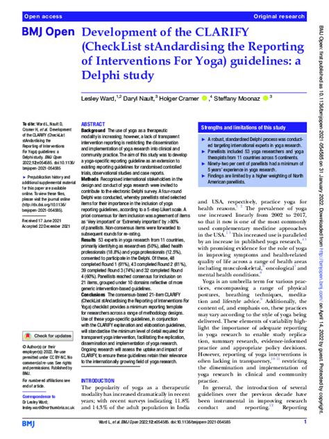 pdf development of the clarify checklist standardising the reporting