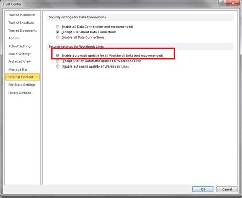 Security Warning In Excel Automatic Update Of Links Disabled At Robertkgeiger Blog