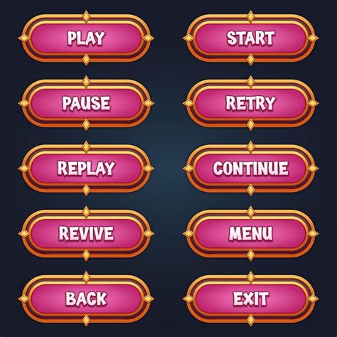 Premium Vector Set Of Pink Game Buttons For Mobile Games With Editable Text Effect Gui To