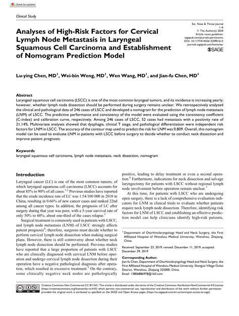 Pdf Analyses Of High Risk Factors For Cervical Lymph Node Metastasis
