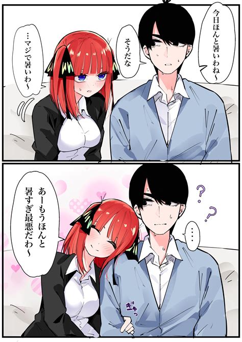 Nakano Nino And Uesugi Fuutarou Go Toubun No Hanayome Drawn By