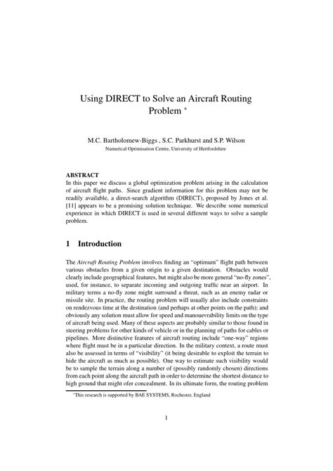 Pdf Using Direct To Solve An Aircraft Routing Problem