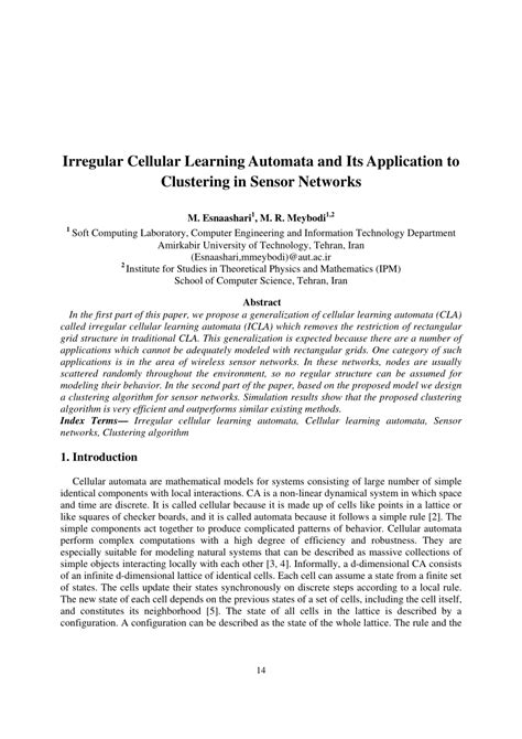 Pdf Irregular Cellular Learning Automata