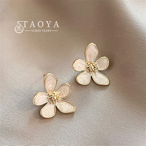 Женские серьги гвоздики с пятилепестками элегантные французские романтические серьги с белой