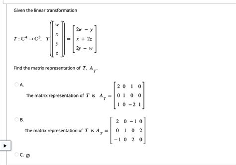 Solved Given The Linear Transformationt Space Colon Space